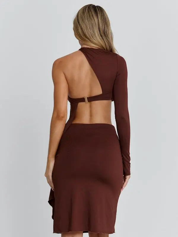 OUTCAST Serna Midi Dress Chocolate