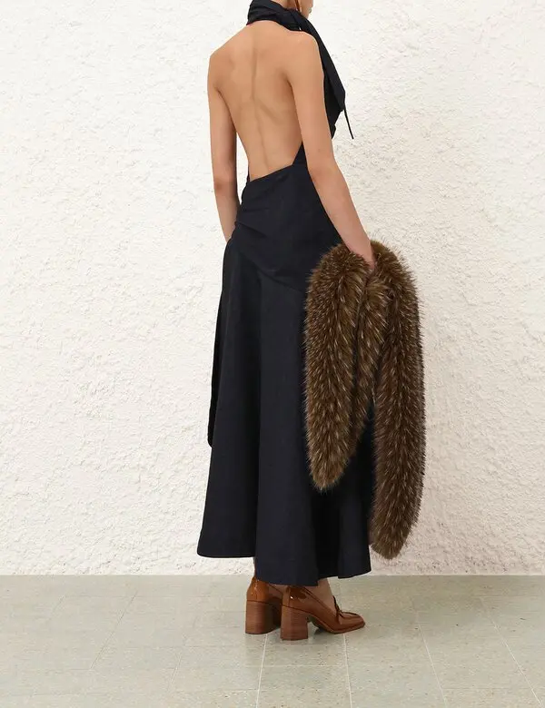 Zimmermann Valiant Draped Denim Dress - Night Sky