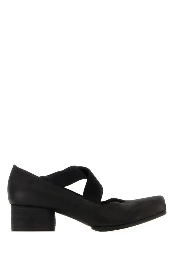 UMA WANG Leather Pumps With Elastic Straps - Black