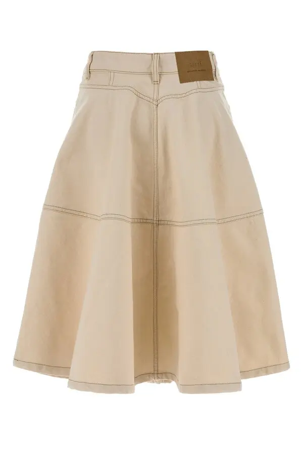 AMI Paris Melange Ivory Denim Skirt