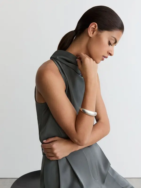 REISS Erica Satin Cowl Neck Wide Leg Jumpsuit