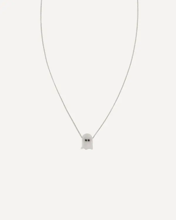 ALIITA Ghost Necklace In 9-karat Yellow With White Coral And Black Belgian Marble
