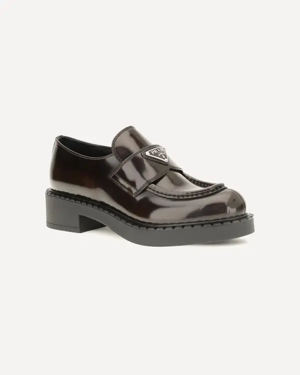 Prada Leather Logo Loafers