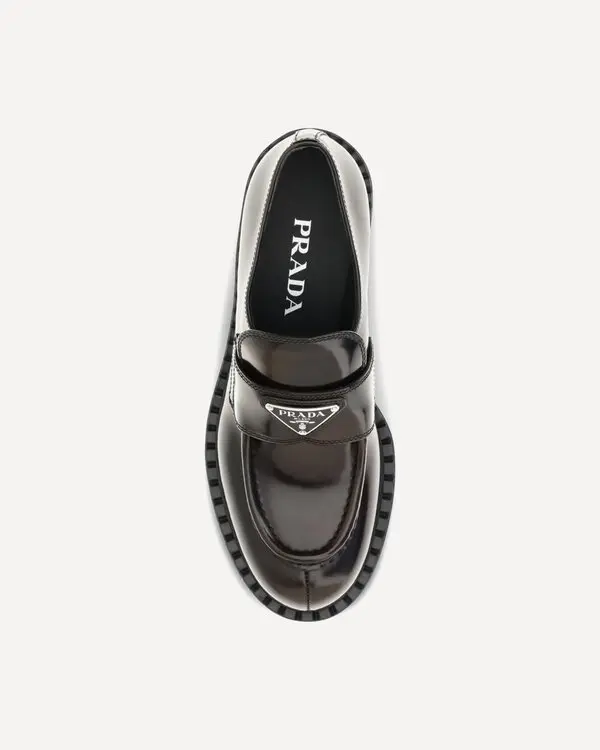 Prada Leather Logo Loafers