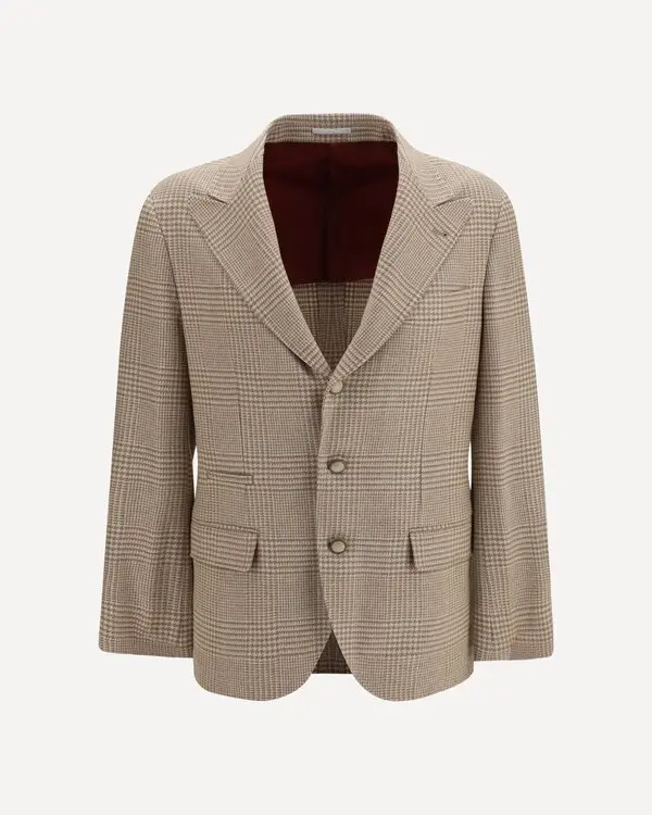 Brunello Cucinelli Single Breasted Checked Blazer