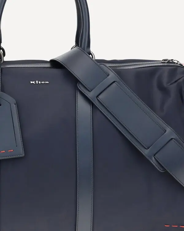 Kiton Leather-trim Travel Duffle Bag - Blue