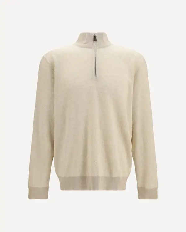 Loro Piana Roadster Cashmere Quarter Zip Sweater - Cream