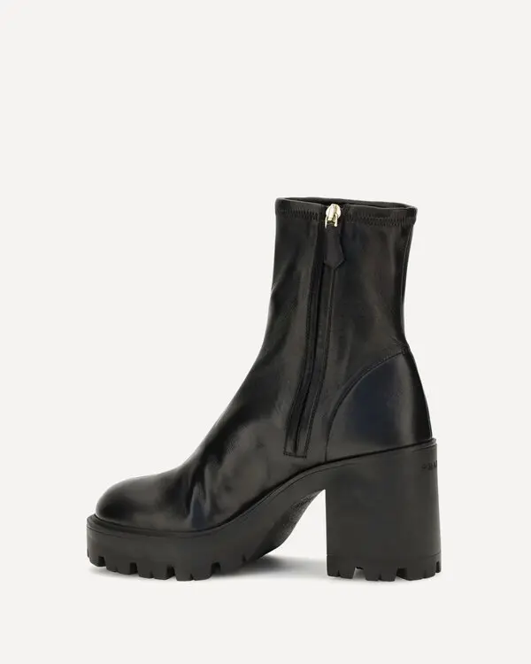 Prada Stretch Leather Platform Ankle Boots