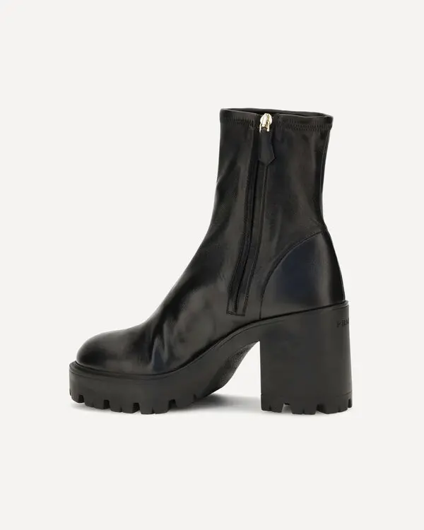 Prada Stretch Leather Platform Ankle Boots