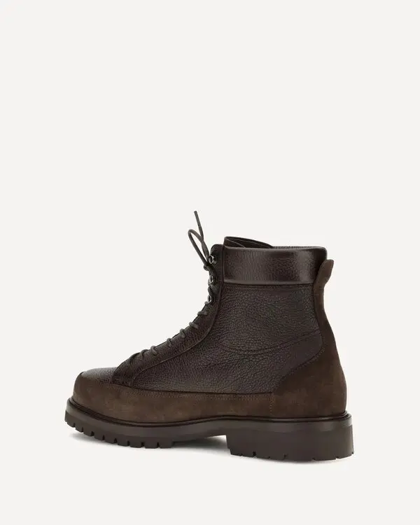 Brunello Cucinelli Lace-up Deer Leather And Suede Ankle Boots