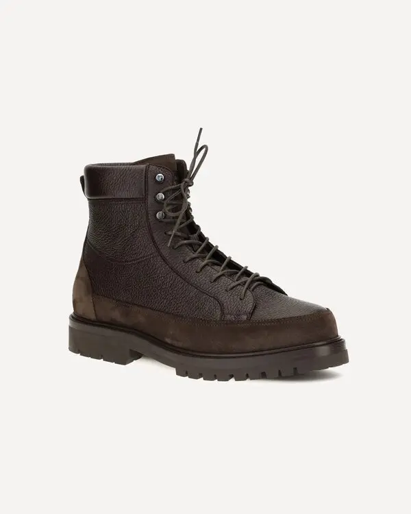 Brunello Cucinelli Lace-up Deer Leather And Suede Ankle Boots