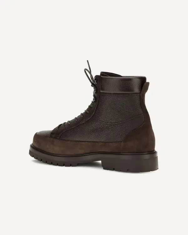 Brunello Cucinelli Lace-up Deer Leather And Suede Ankle Boots