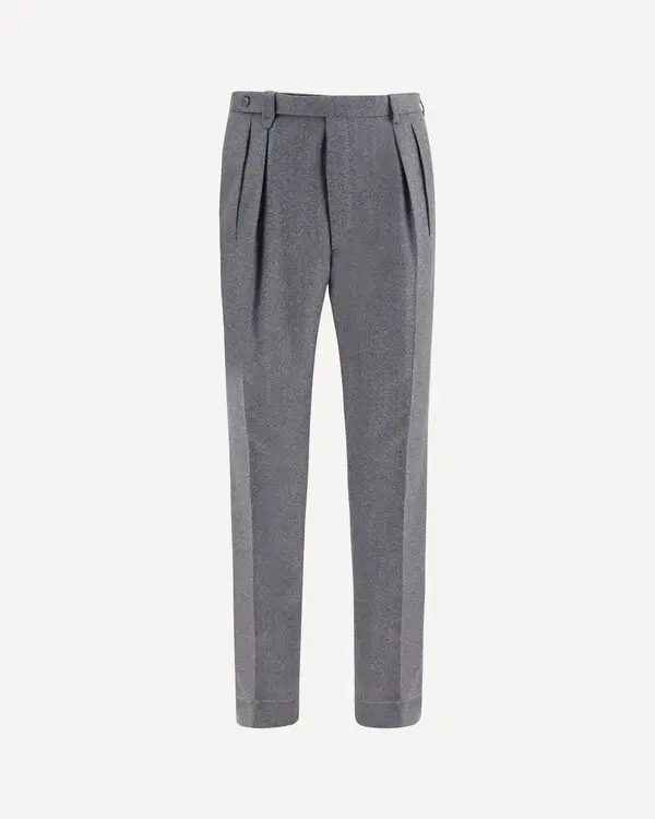 Brioni Elba Trousers In Silk, Cashmere, And Linen - Grey