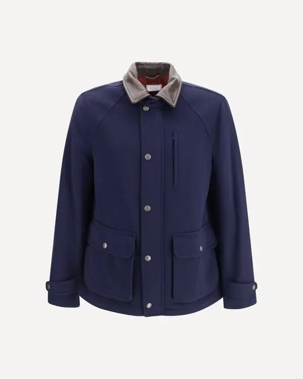 Brunello Cucinelli Virgin Wool Jacket With Nappa Inserts