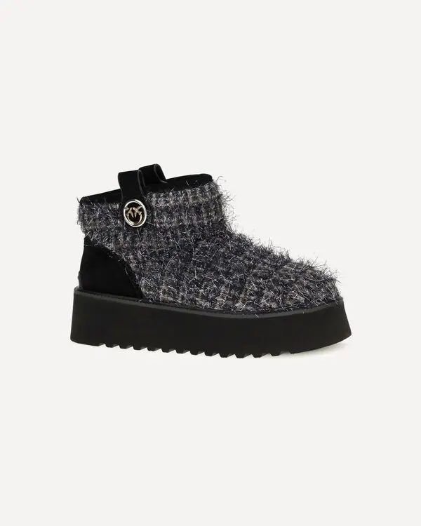 Pinko Tweed And Lurex Platform Ankle Boots - Black