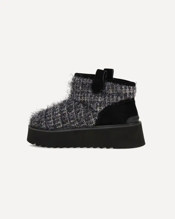 Pinko Tweed And Lurex Platform Ankle Boots - Black