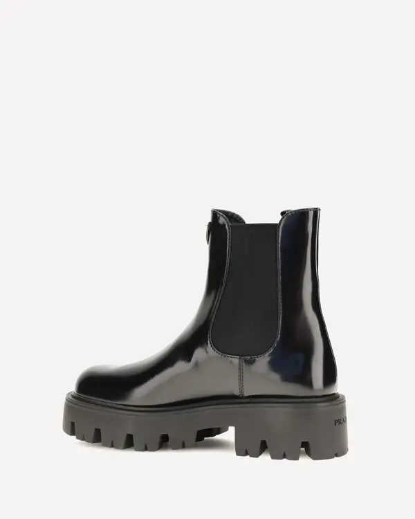 Prada Brushed Leather Ankle Boots
