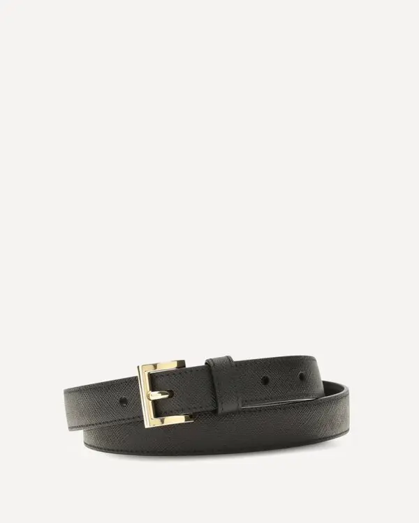 Prada Saffiano Leather Belt With Enamel Triangle Logo - Black