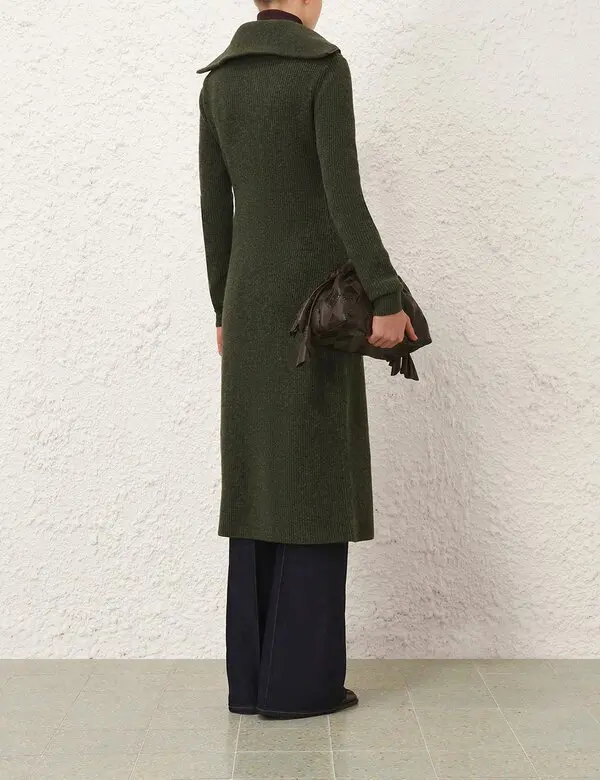 Zimmermann Valiant Long Utility Cardigan - Khaki