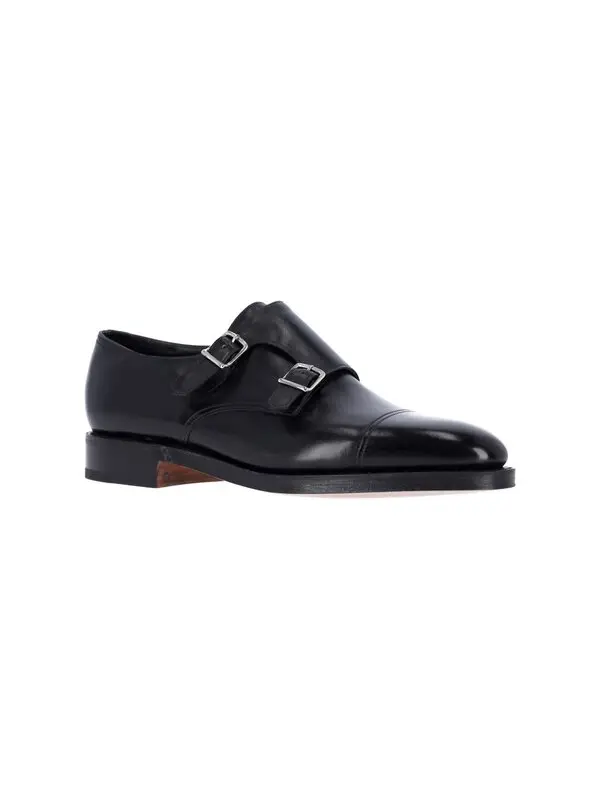 John Lobb William Monk Strap Shoes - Black