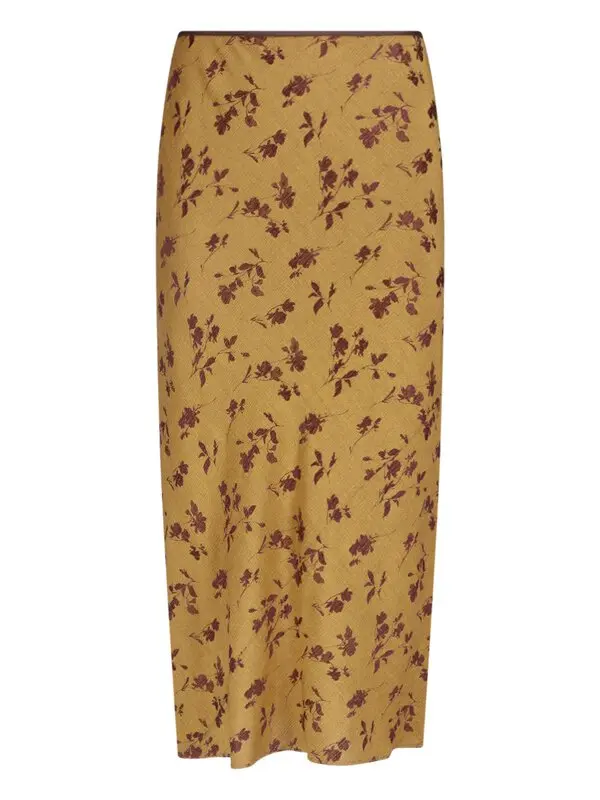 Dries Van Noten Printed Midi Skirt - Yellow