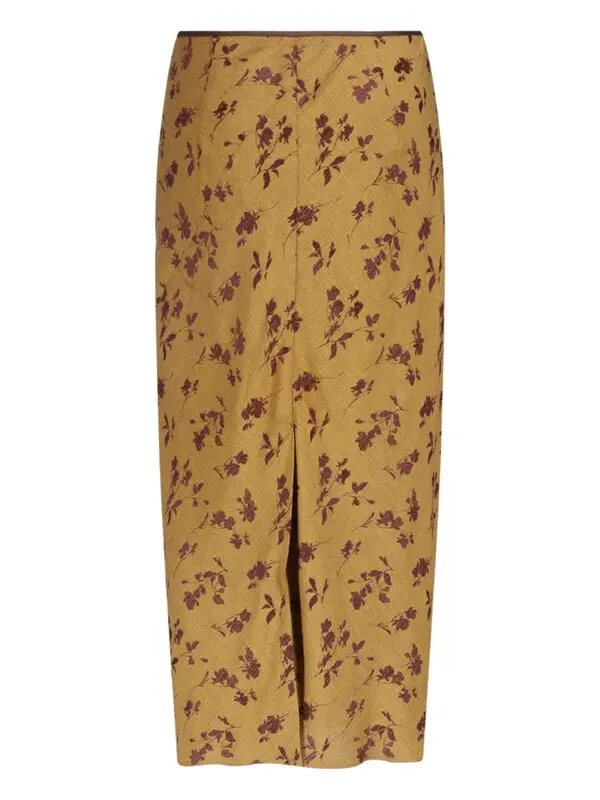 Dries Van Noten Printed Midi Skirt - Yellow
