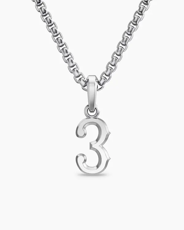 David Yurman Number Three Amulet In Sterling Silver - 3