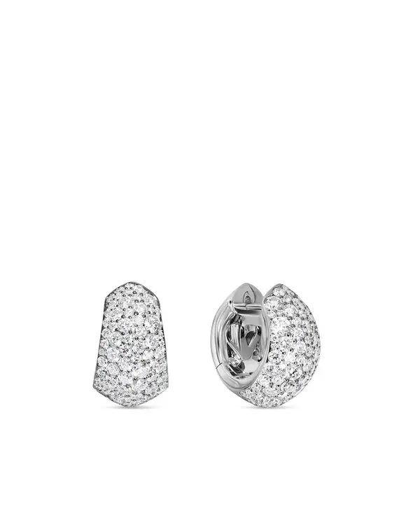 David Yurman Mosaic Pavé Hoop Earrings In White Gold