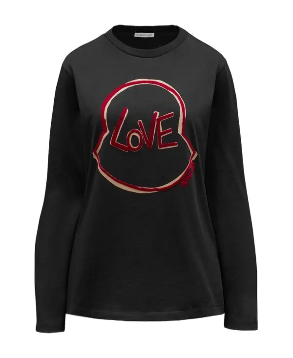 Moncler Love-print T-shirt - Black