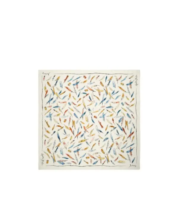 Burberry Feather Print Silk Scarf - Dark Blue