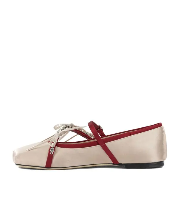 JIMMY CHOO Square Toe Ballet Flats With Crystal Embellishments - No