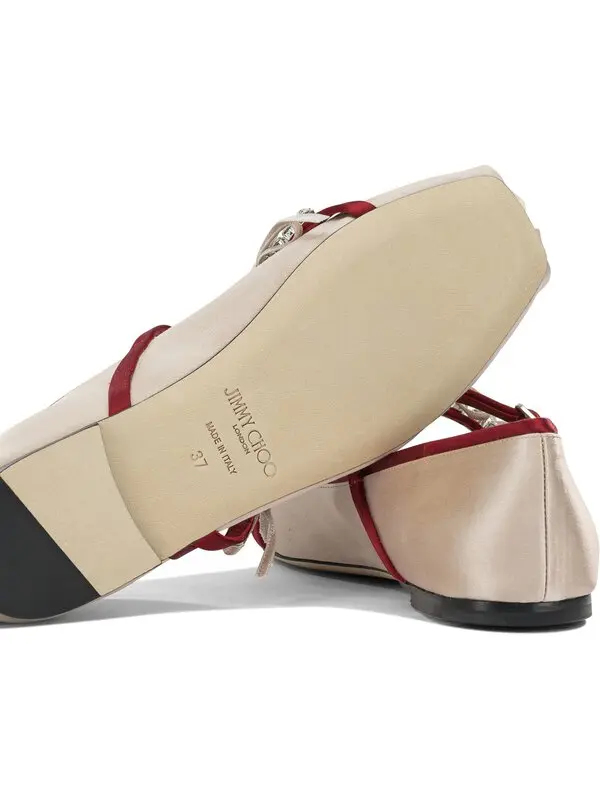 JIMMY CHOO Square Toe Ballet Flats With Crystal Embellishments - No