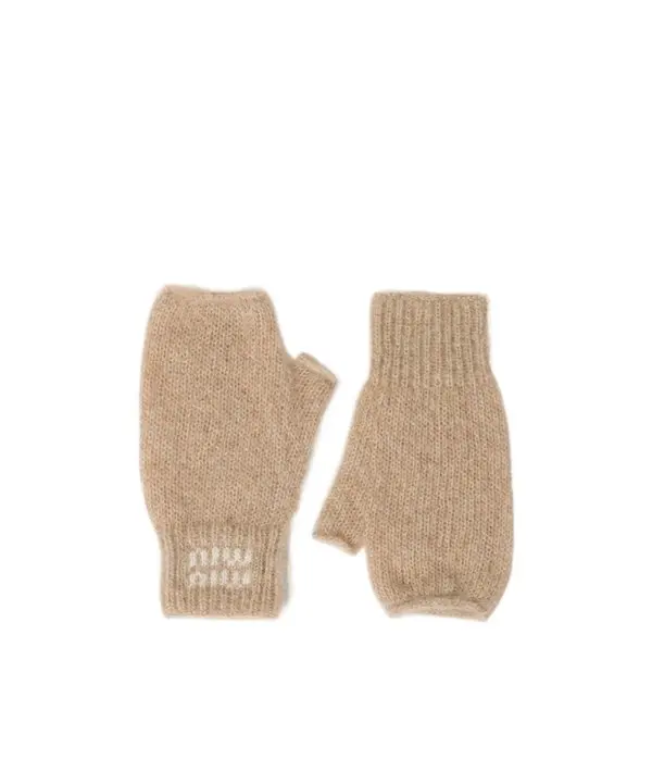 Miu Miu Logo-intarsia Knitted Gloves