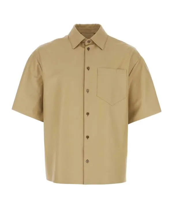 Prada Buttoned Short-sleeved Leather Shirt