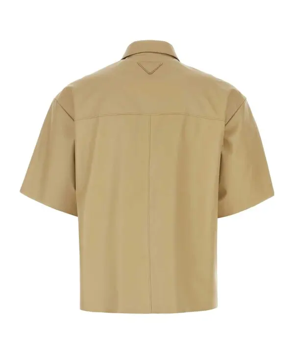 Prada Buttoned Short-sleeved Leather Shirt