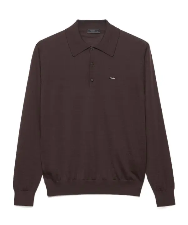 Prada Long-sleeved Superfine Wool Polo Sweater