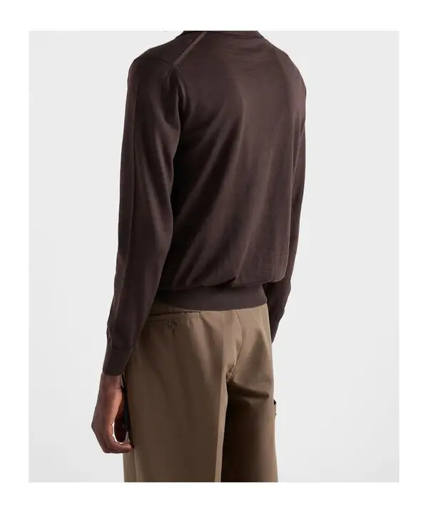 Prada Long-sleeved Superfine Wool Polo Sweater