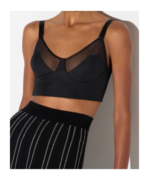Elisabetta Franchi Cool Wool And Tulle Top