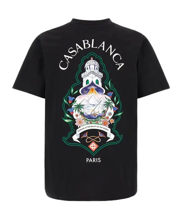 Casablanca Hotel Emblem Print T-shirt - Black