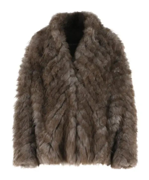 Simonette Ravizza Lapel Jacket Made Of Cashmere Goat Fur - Brown