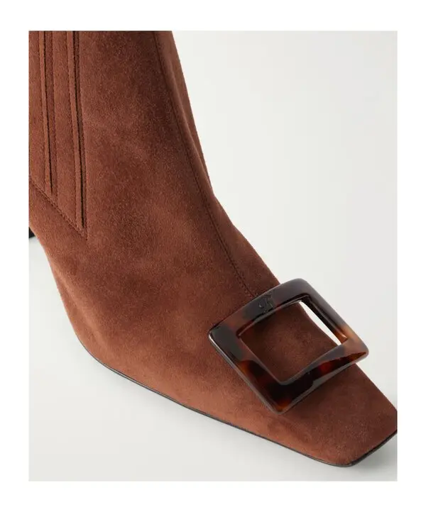 ROGER VIVIER Belle Vivier 75 Embellished Suede Ankle Boots