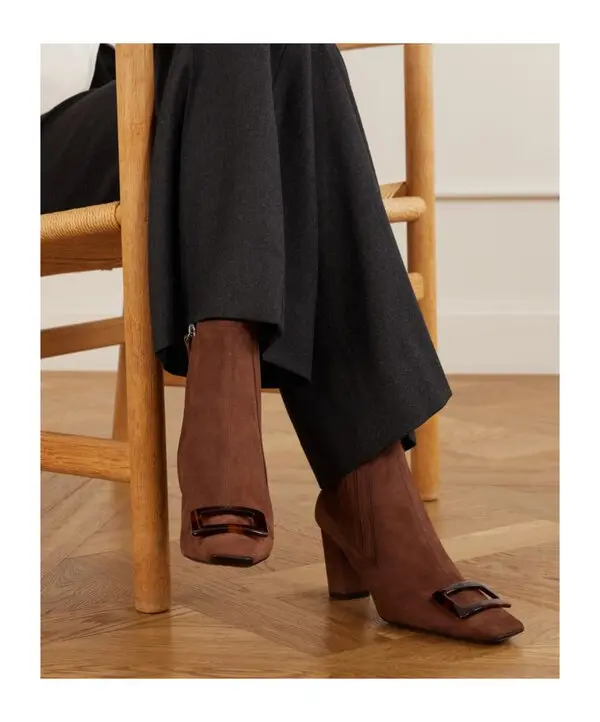 ROGER VIVIER Belle Vivier 75 Embellished Suede Ankle Boots