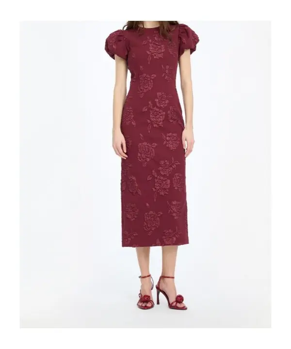 ROTATE BY BIRGER CHRISTENSEN Jacquard Midi Puffy Dress