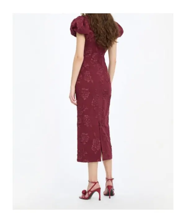 ROTATE BY BIRGER CHRISTENSEN Jacquard Midi Puffy Dress