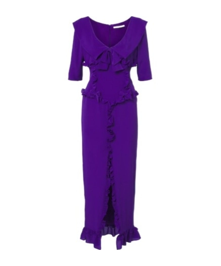 Alessandra Rich Pleated Silk Crepe Midi Dress