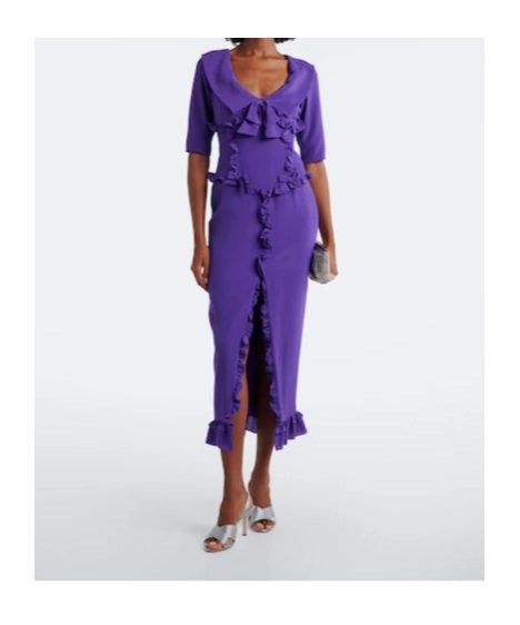 Alessandra Rich Pleated Silk Crepe Midi Dress