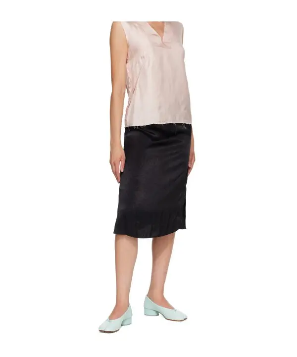 MAISON MARGIELA Logo Printed Buttoned Midi Skirt