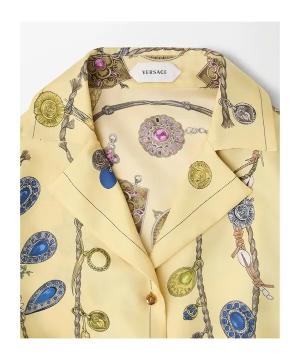 Versace Broken Jewels' Print Tie-waist Shirt