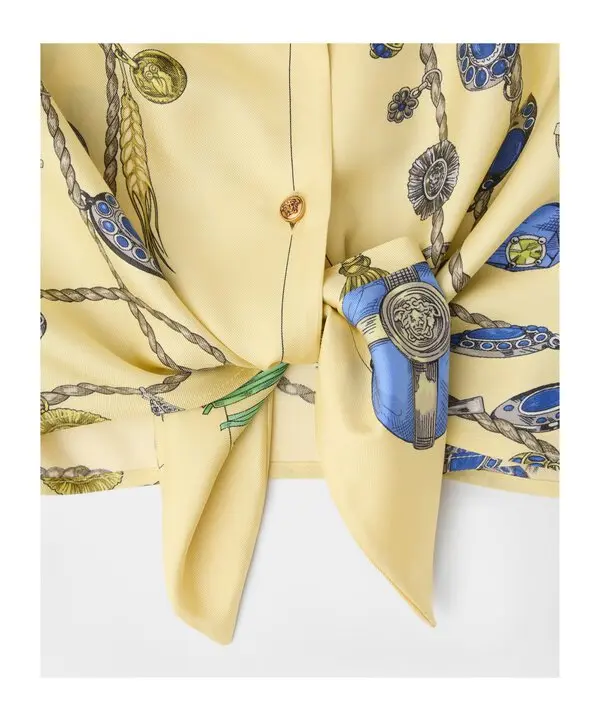 Versace Broken Jewels' Print Tie-waist Shirt