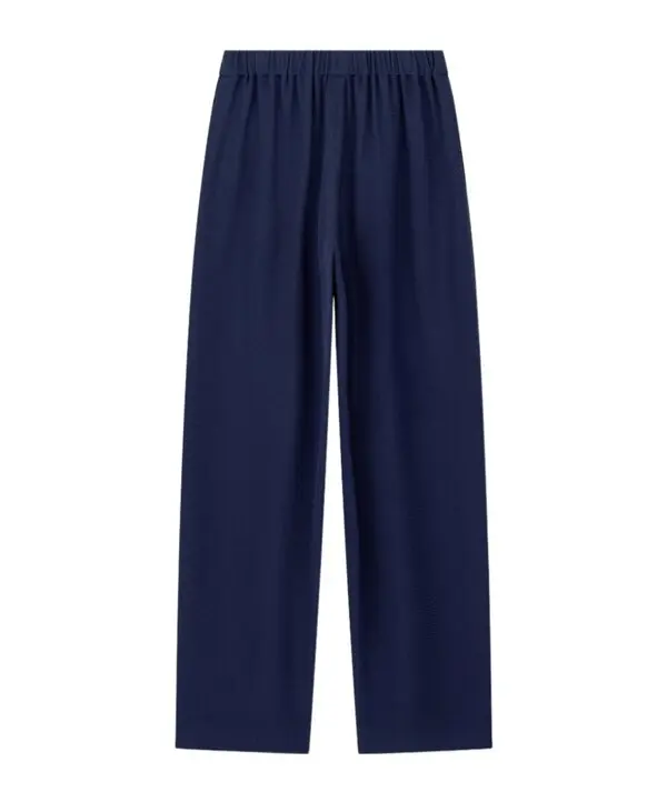 Emporio Armani Crepe Gabardine Wide Leg Pants - Blue